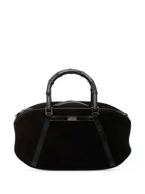 Gucci Suede Bamboo Handbag