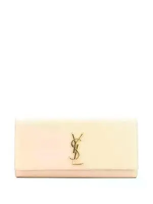 Saint Laurent Classic Monogram Leather Long Clutch - Neutrals