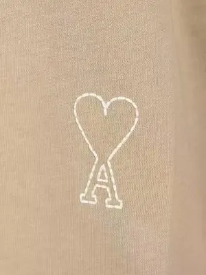 AMI Paris De Coeur Contrast-stitch T-shirt - Neutrals