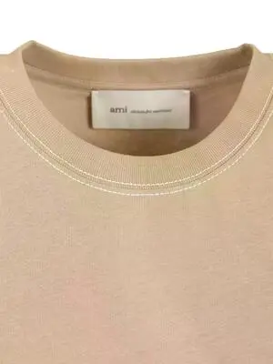 AMI Paris De Coeur Contrast-stitch T-shirt - Neutrals