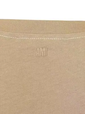 AMI Paris De Coeur Contrast-stitch T-shirt - Neutrals