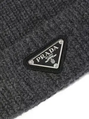 Prada Wool And Cashmere Beanie - Grey