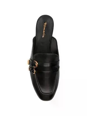 TAMARIS Leather Mules - Black