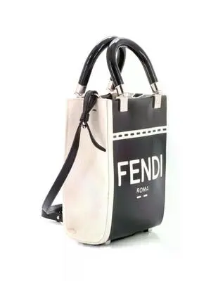 Fendi Sunshine Shopper Tote Patent And Canvas Mini Crossbody Bag - Black