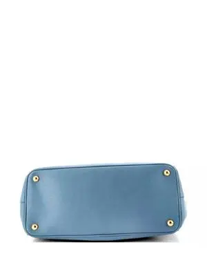 Prada Double Zip Lux Saffiano Leather Medium Tote Bag - Blue