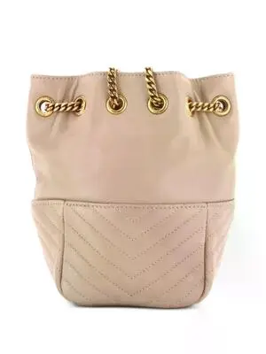 Saint Laurent Joe Matelasse Chevron Leather Mini Bucket Bag - Neutrals