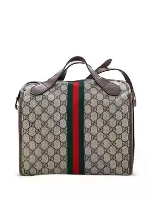 Gucci Ophidia Fold Over Duffle Bag Gg Coated Canvas Mini Travel Bag - Brown