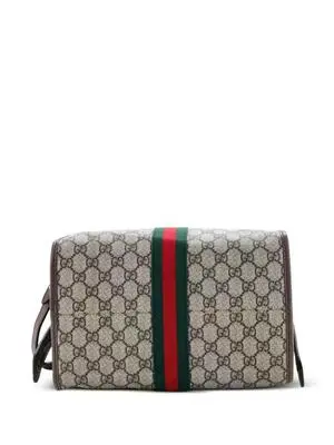 Gucci Ophidia Fold Over Duffle Bag Gg Coated Canvas Mini Travel Bag - Brown
