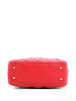 Dior My Lady Bag Cannage Quilt Lambskin Satchel - Red
