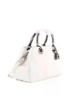 Dior Lady 95.22 Cannage Embossed Leather Medium Tote Bag - White