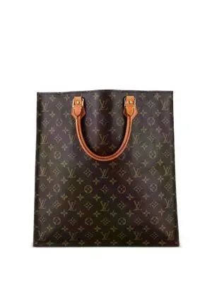 LOUIS VUITTON Sac Plat Monogram Canvas Tote Bag - Brown