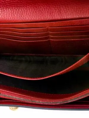 Gucci Gg Marmont Chain Wallet Mini Clutch - Red