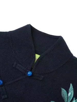 Shanghai Tang Floral Embroidered Dress - Blue
