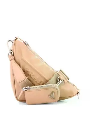Prada Triangle Logo Zip Leather Small Crossbody Bag
