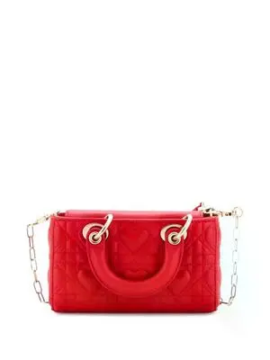 Dior Lady D-joy Heart Cannage Quilt Micro Satchel - Red