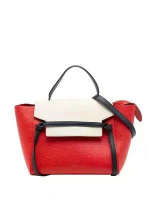 Celine Mini Tricolor Grained Calfskin Belt Bag Satchel 2015 - Red