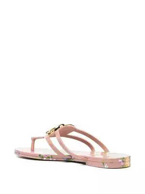 Dolce & Gabbana Floral Logo Flip-flops - Pink