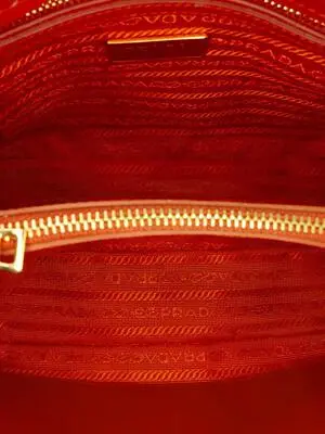 Prada Small Saffiano Vernice Promenade Satchel - Orange