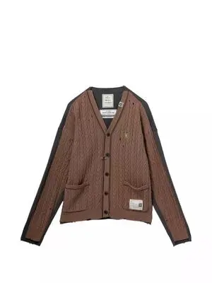 Mihara Yasuhiro Logo-embroidered Cable-knit Cardigan