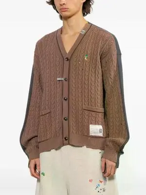Mihara Yasuhiro Logo-embroidered Cable-knit Cardigan