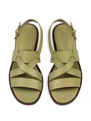 DOUCAL'S Leather Crossover Sandals - Green