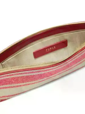 Furla Striped Wristlet Clutch Bag - Red