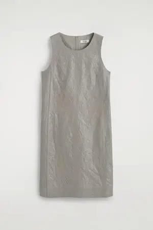 Cos Textured-leather Shift Dress - Gray