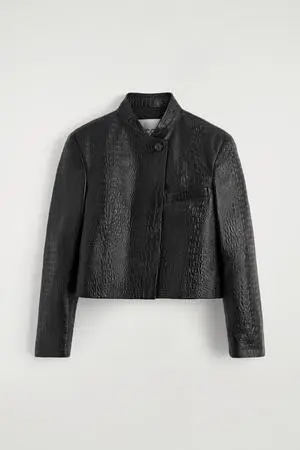 Cos Cropped Croc-effect Nappa Blazer