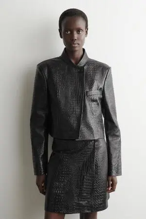 Cos Cropped Croc-effect Nappa Blazer