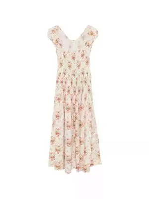 DÔEN Quinetta Floral Midi Dress - Neutrals
