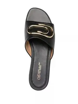 Off-White Paperclip Leather Sandals - Black