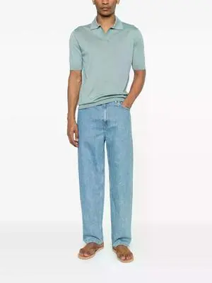 LARDINI V-neck Short-sleeve T-shirt - Blue
