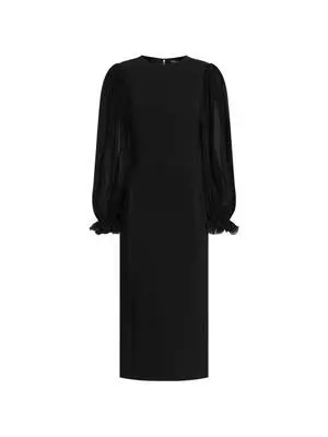 Dolce & Gabbana Structured Cady Dress With Sheer Sleeves