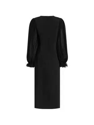 Dolce & Gabbana Structured Cady Dress With Sheer Sleeves