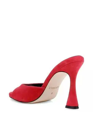 L'Agence Avery Suede Heeled Mules - Red