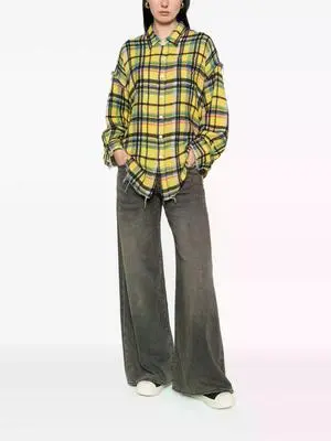 R13 Fringed Checked Shirt - Yellow
