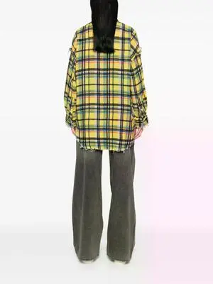 R13 Fringed Checked Shirt - Yellow
