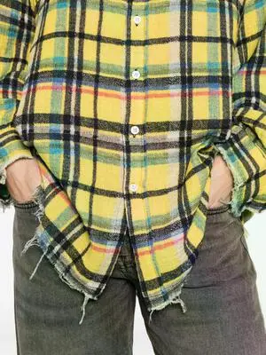 R13 Fringed Checked Shirt - Yellow