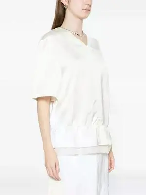 TOTEME Satin V-neck Top - Neutrals