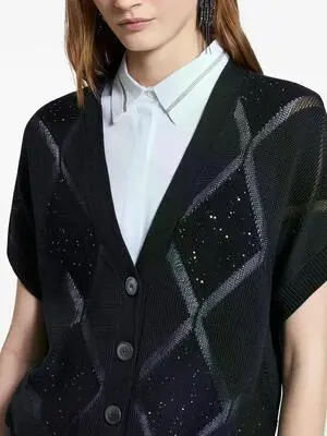 Peserico Argyle V-neck Cardigan - Black
