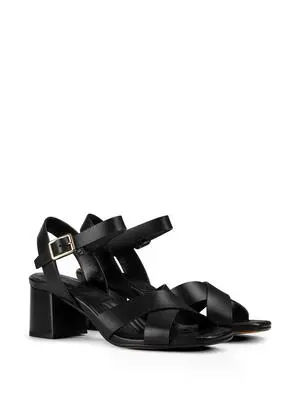 DOUCAL'S Cross-strap Leather Sandals - Black