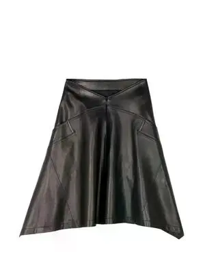 Brandon Maxwell Leather Cascade-hem Midi Skirt