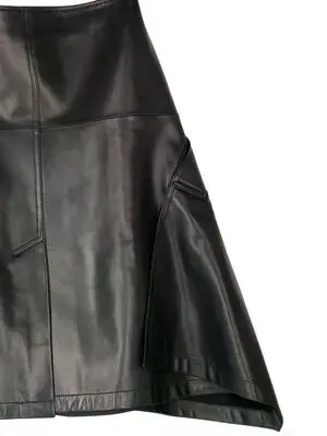 Brandon Maxwell Leather Cascade-hem Midi Skirt