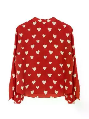 R13 Heart Print Ruffle Blouse