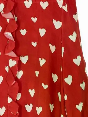 R13 Heart Print Ruffle Blouse