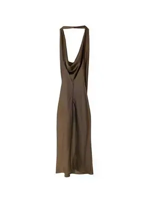 Alejandra Alonso Rojas Draped Halter Midi Dress - Brown