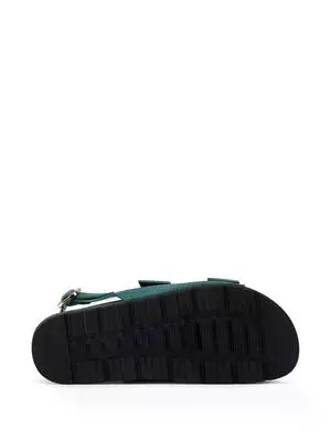 DOUCAL'S Perforated Leather Buckle Sandals - Green