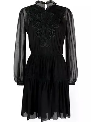 Alberta Ferretti Long-sleeve Silk Shift Dress