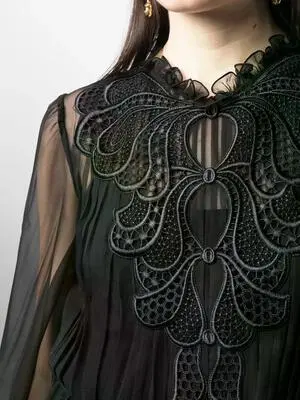 Alberta Ferretti Long-sleeve Silk Shift Dress