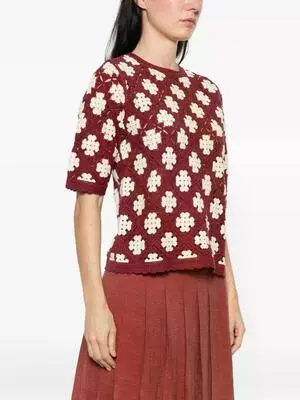 YERSE Floral Crochet Knit Top